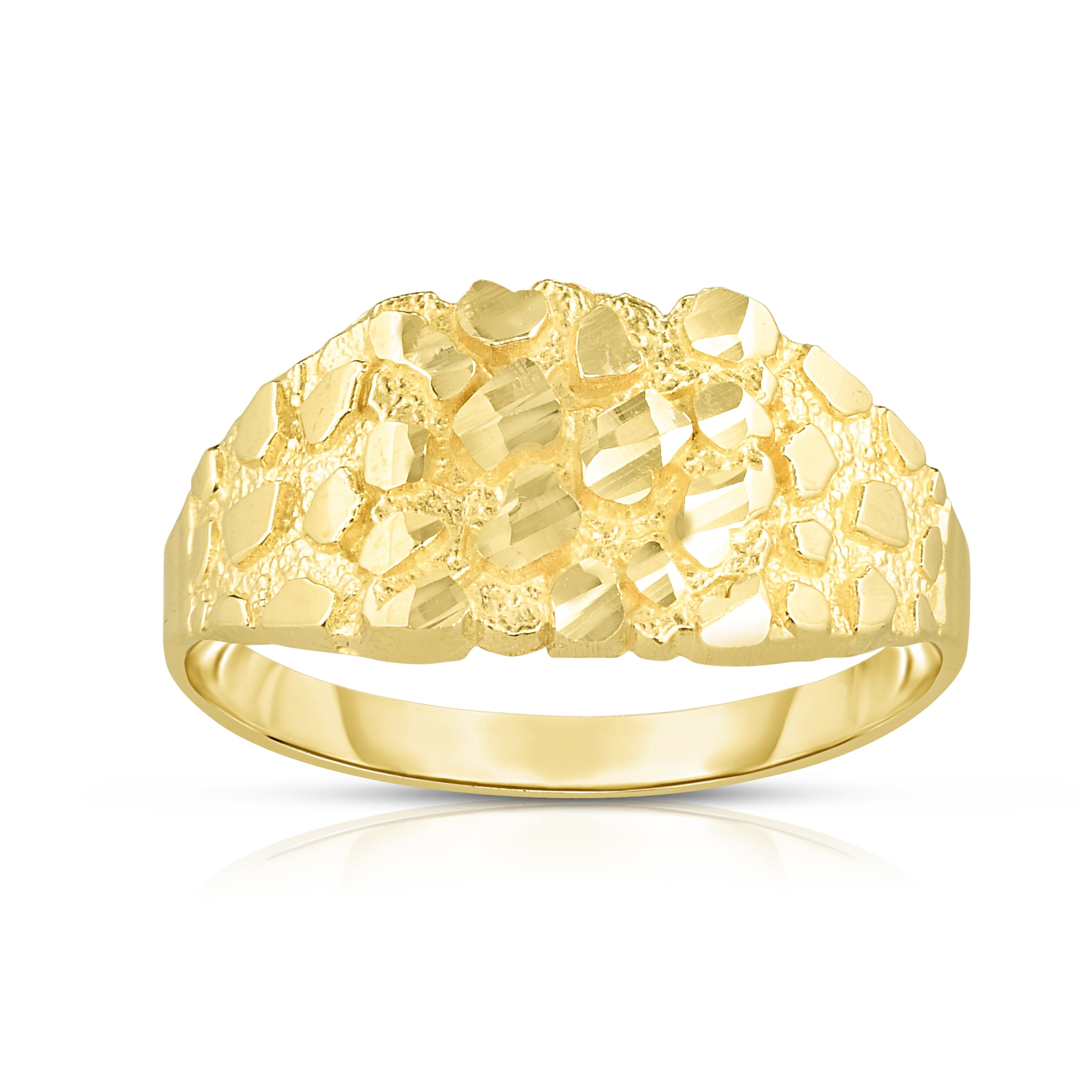 Floreo 10k Yellow Gold 10.8mm Square Nugget Ring, Sizes 6 - 13 ...