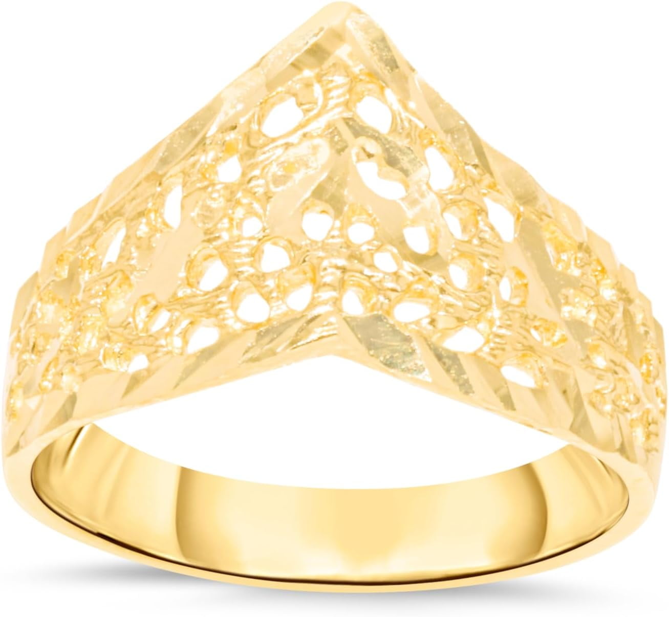 Floreo 10k Yellow Gold 11mm Chevron Openwork Filigree Ring - Walmart.com