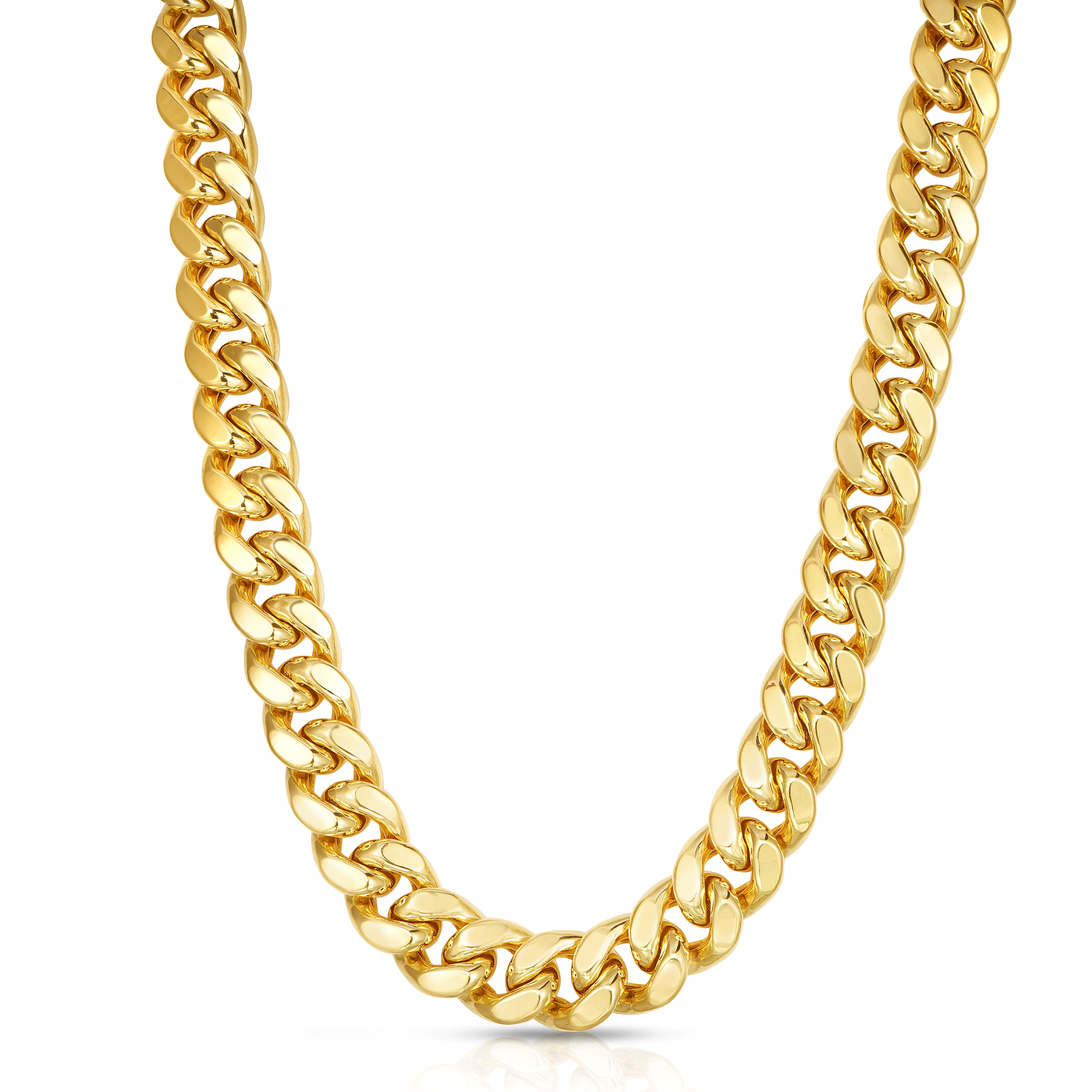 Floreo 10k Yellow Gold 12.8mm Semi-Lite Miami Cuban Chain Necklace ...