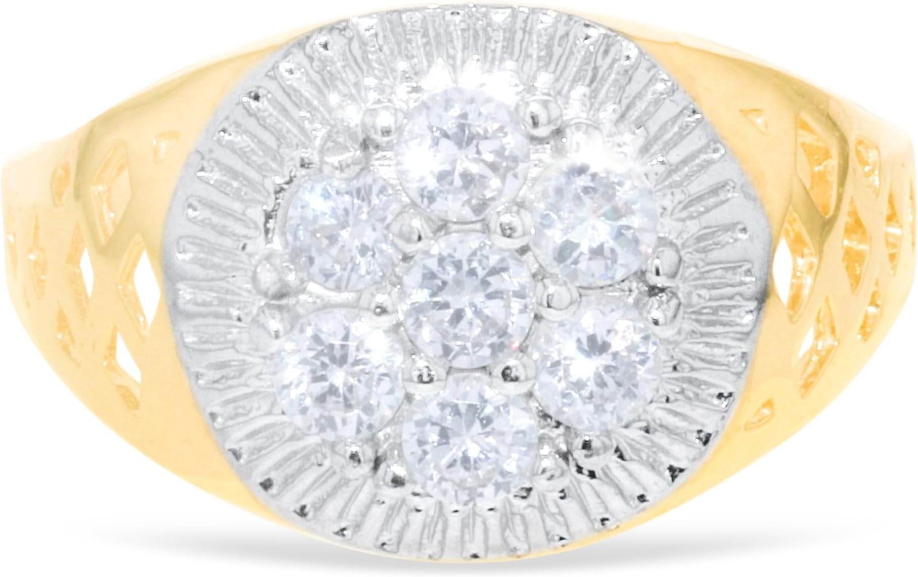 Floreo 10k Yellow Gold 13.4mm Two-Tone Flower CZ Openwork Ring, Sizes 5-13 - Walmart.com