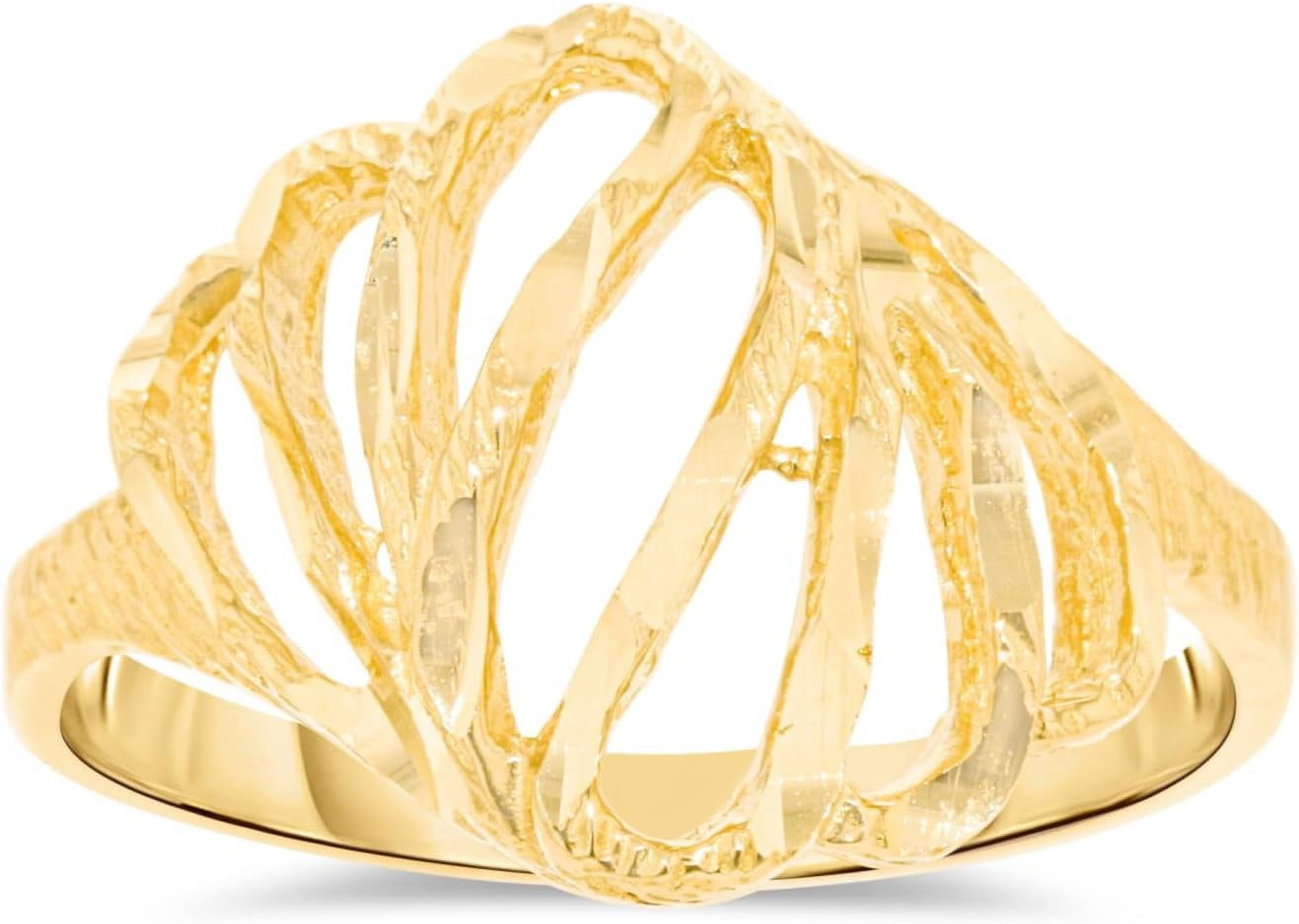 Floreo 10k Yellow Gold 13.6mm Wavey Stripes Filigree Openwork Ring ...