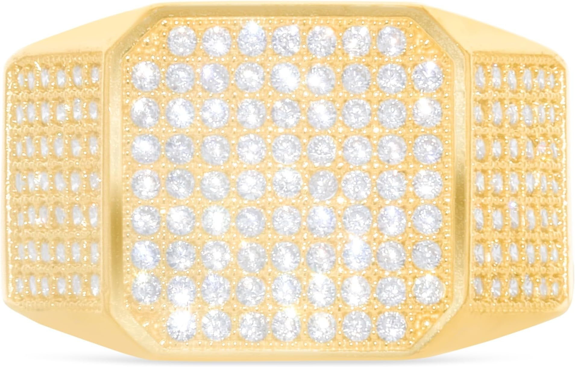 Floreo 10k Yellow Gold 13.8mm Pave CZ Rounded Square Signet Ring, Sizes ...