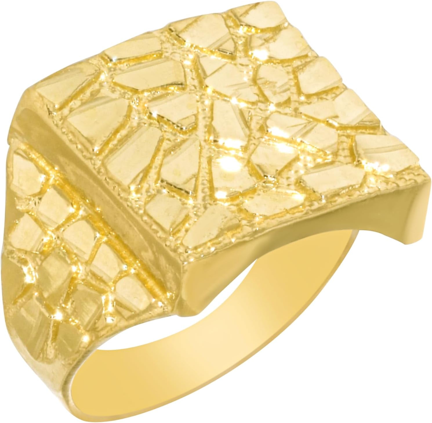 Floreo 10k Yellow Gold 13mm Solid Square Nugget Ring - Walmart.com