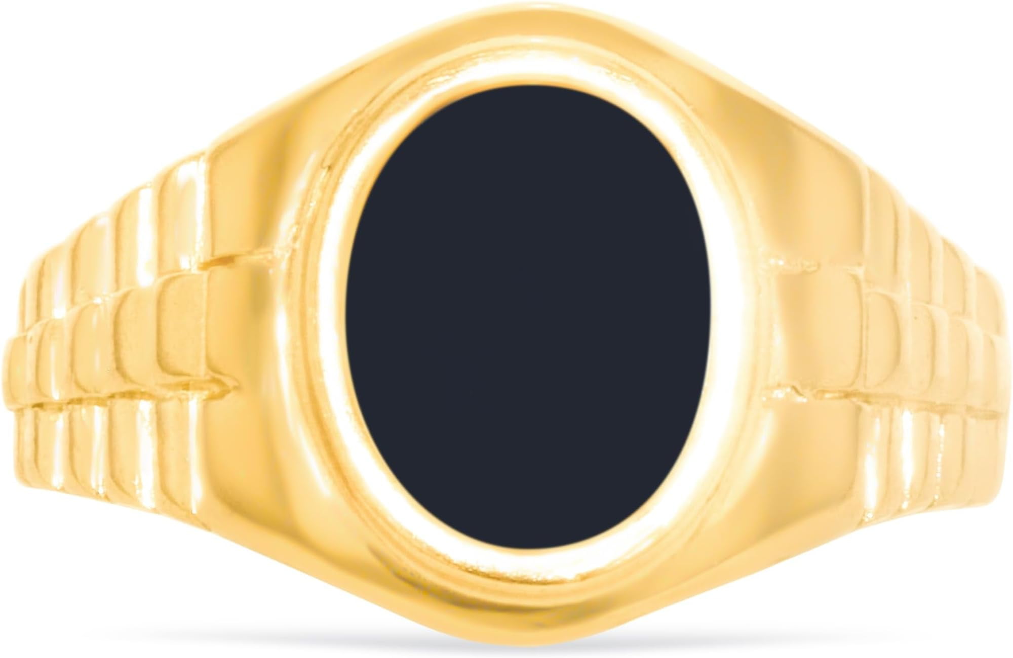 Floreo 10k Yellow Gold 14mm Oval Onyx Railroad Ring, Sizes 5 - 13 ...