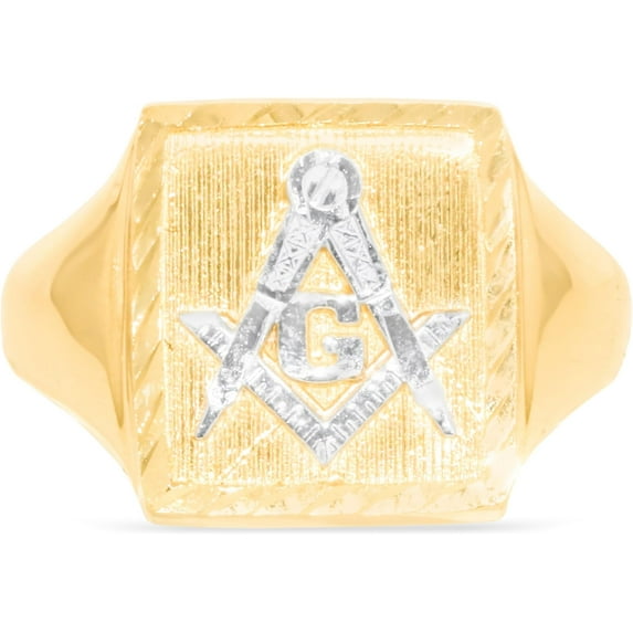 Floreo 10k Yellow Gold 14.8mm Square Free Mason Signet Men's Ring, Sizes 5-13 - Walmart.com