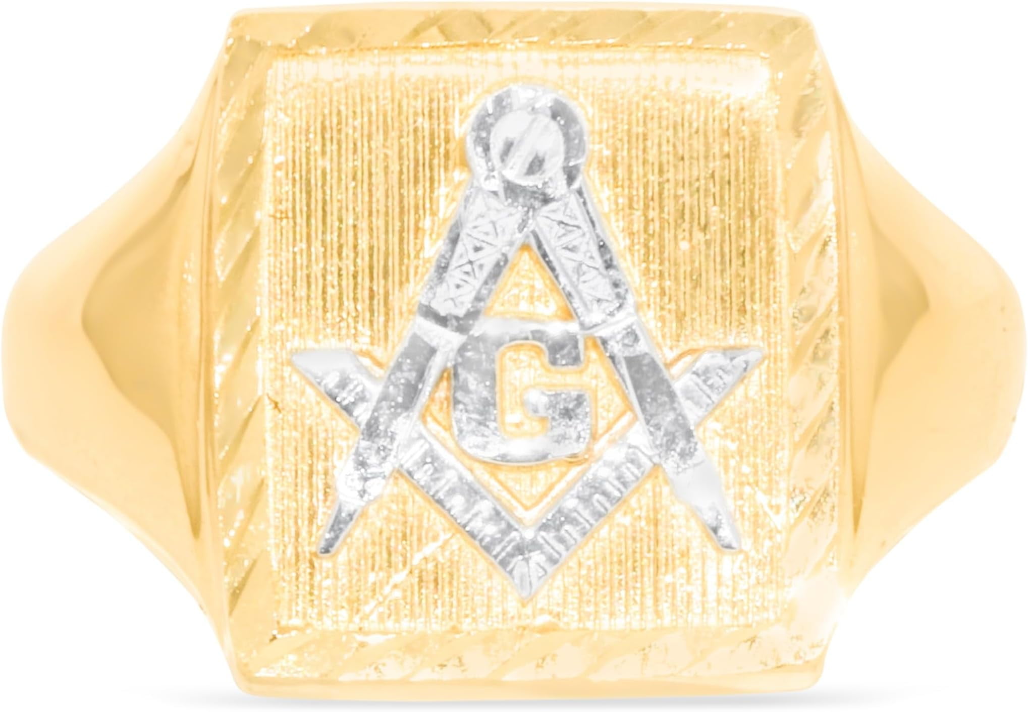 Floreo 10k Yellow Gold 14mm Square Free Mason Signet Men's Ring, Sizes ...