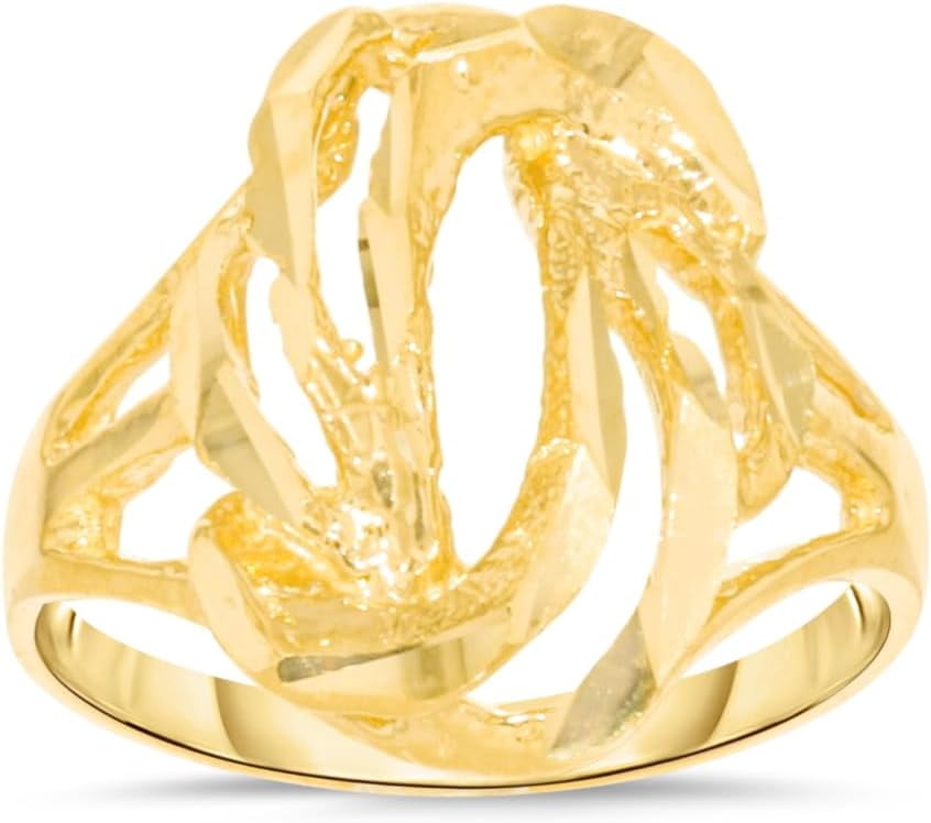 Floreo 10k Yellow Gold 15.5mm Wave Swirl Openwork Filigree Ring ...