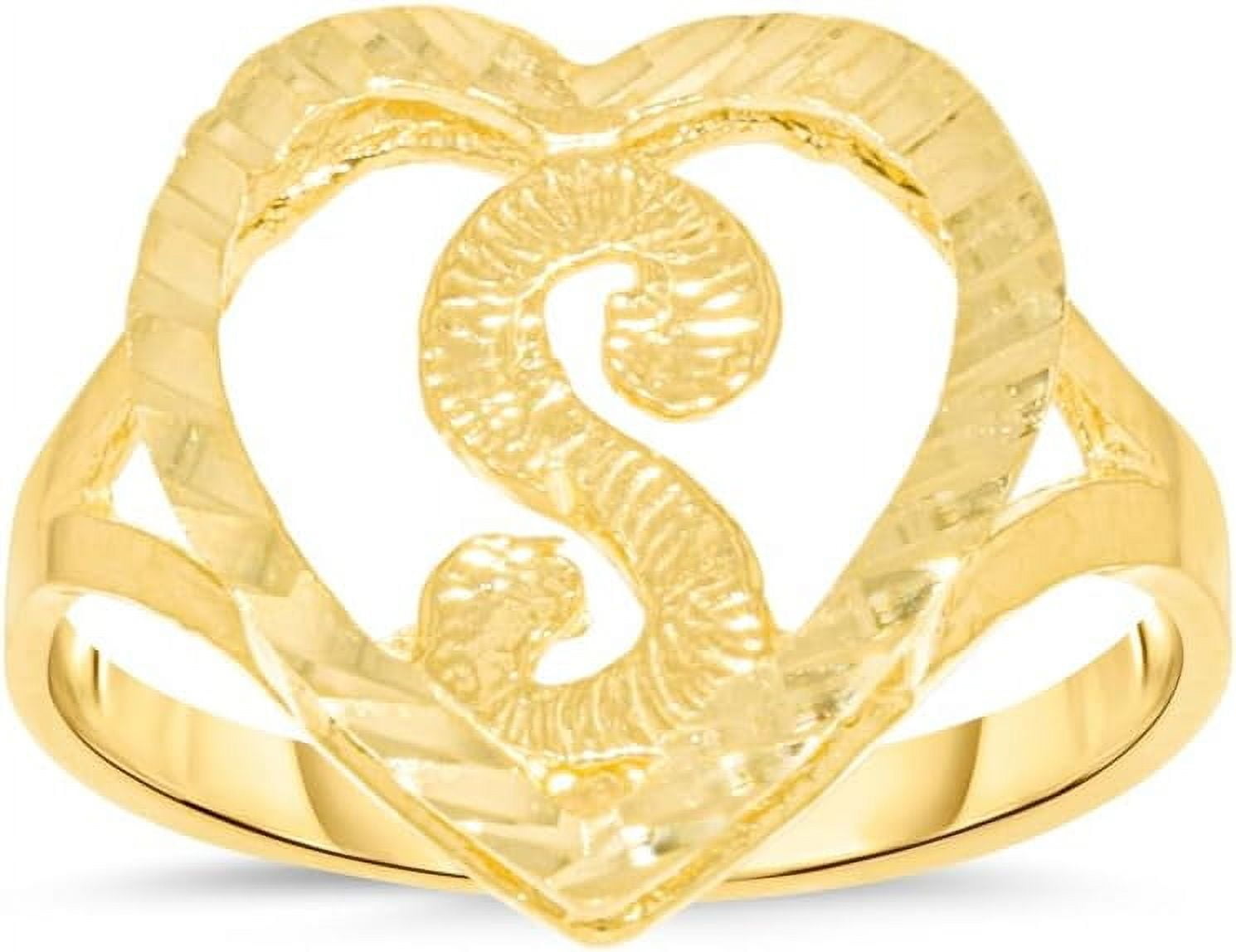 Floreo 10k Yellow Gold 15mm Heart Shape Letters A-Z Personalized ...