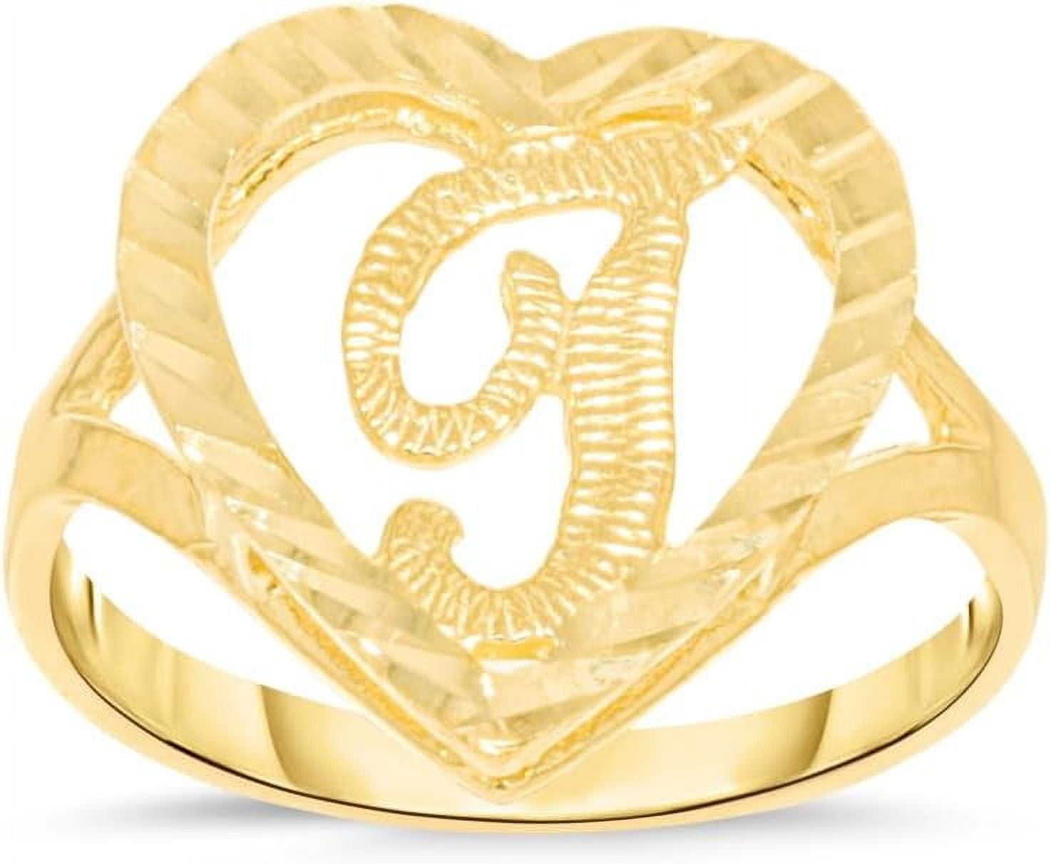 Floreo 10k Yellow Gold 15mm Heart Shape Letters A-Z Personalized ...