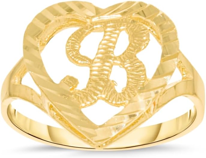 Floreo 10k Yellow Gold 15mm Heart Shape Letters A-Z Personalized ...