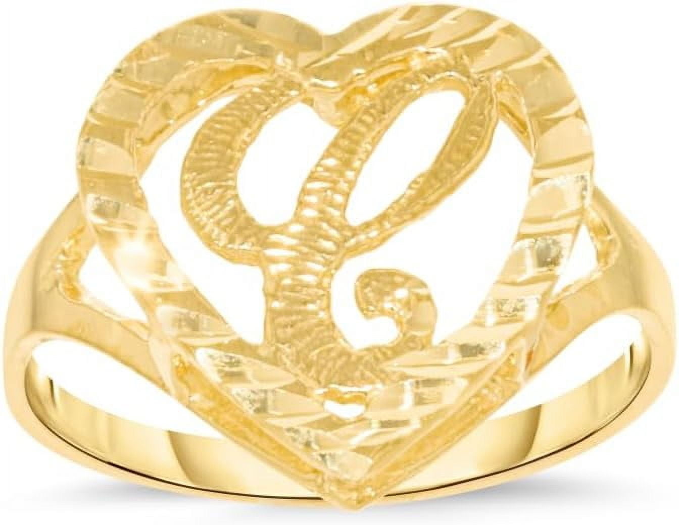 Floreo 10k Yellow Gold 15mm Heart Shape Letters A-Z Personalized ...