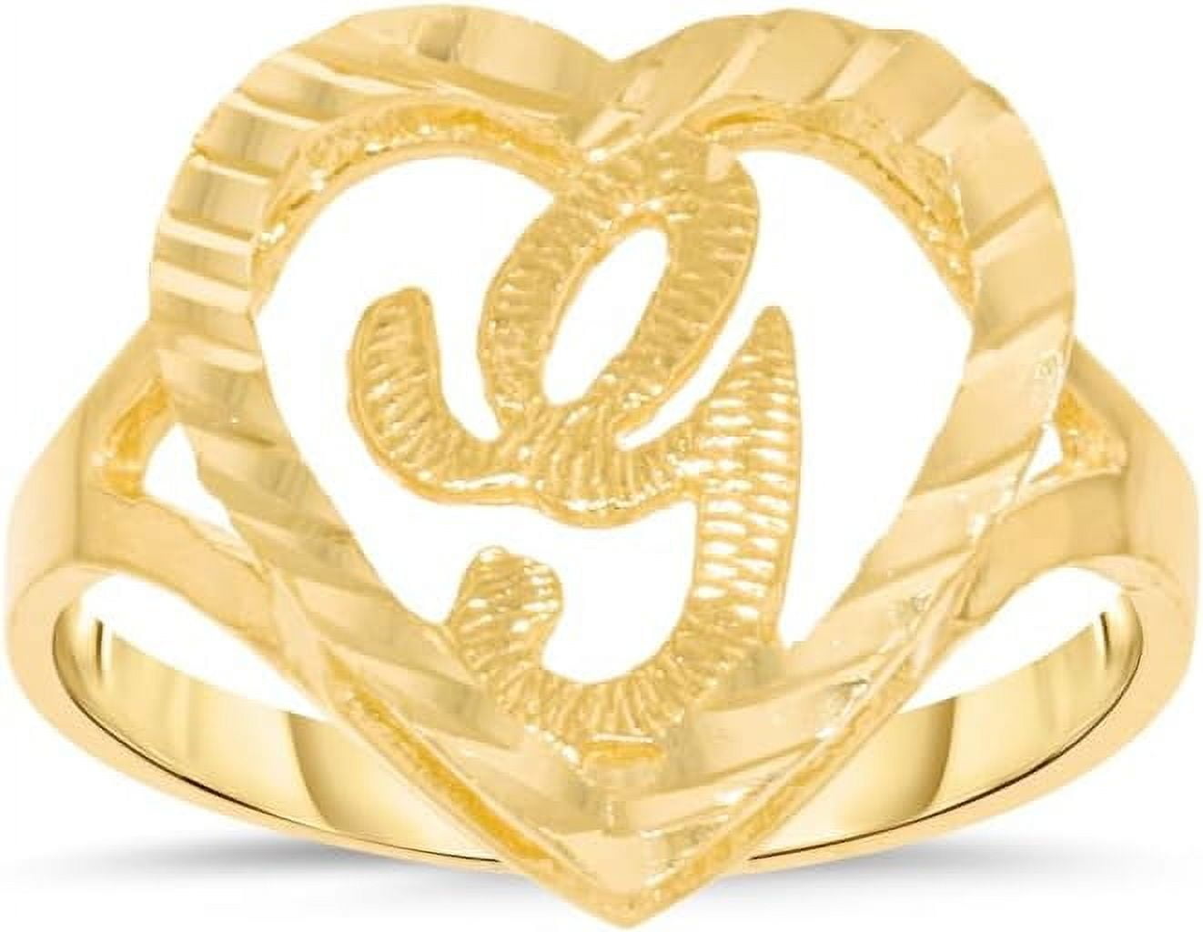 Floreo 10k Yellow Gold 15mm Heart Shape Letters A-Z Personalized ...