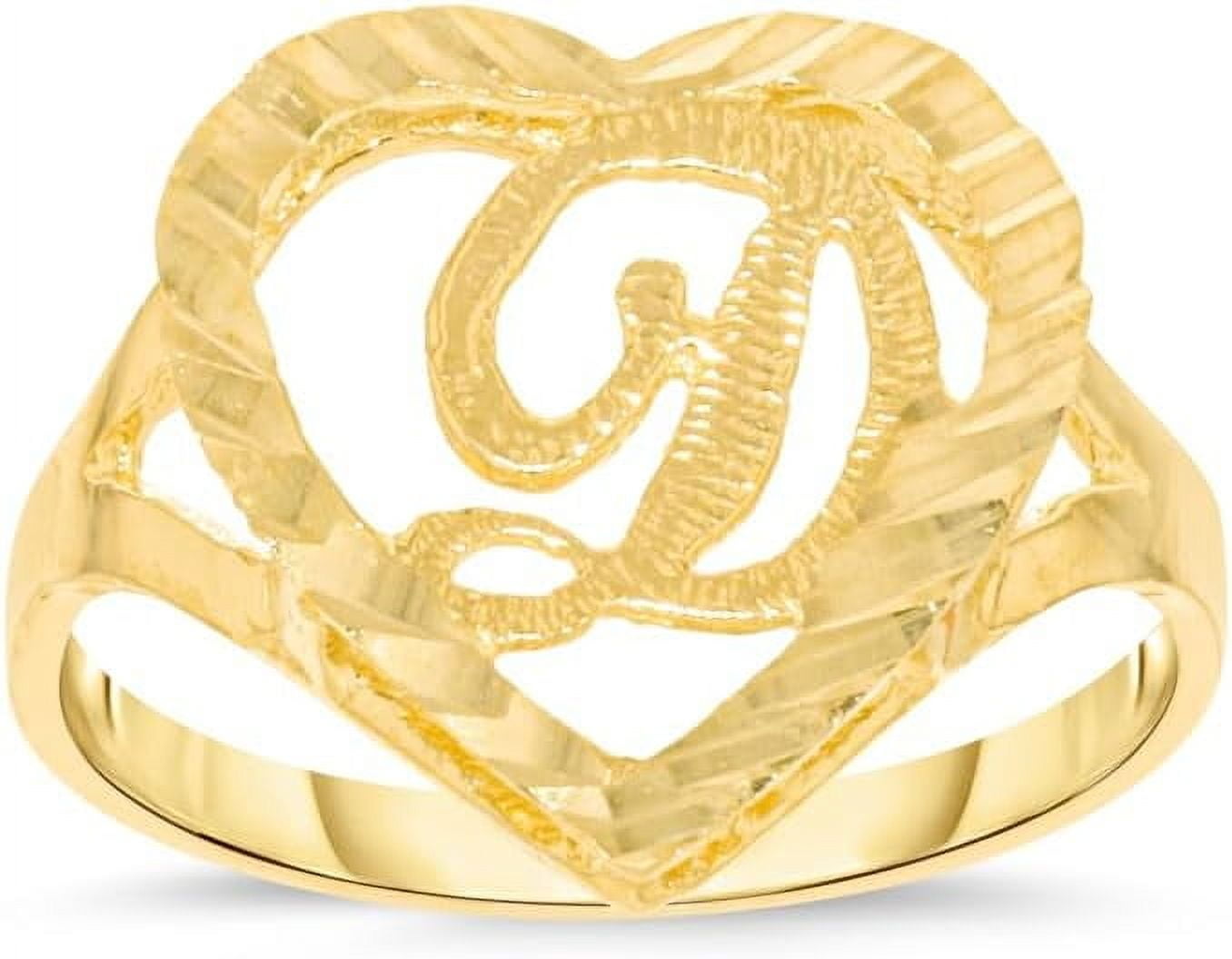 Floreo 10k Yellow Gold 15mm Heart Shape Letters A-Z Personalized ...