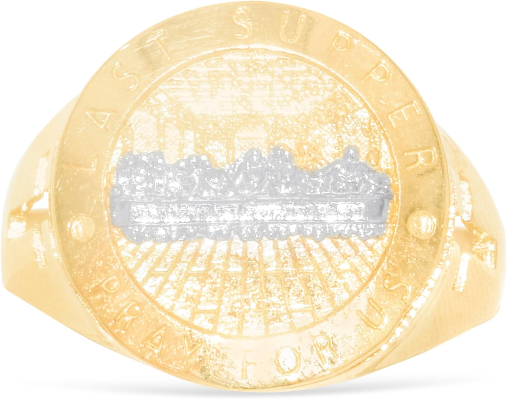 Floreo 10k Yellow Gold 17mm Last Supper Pray For Us with Cross Catholic ...