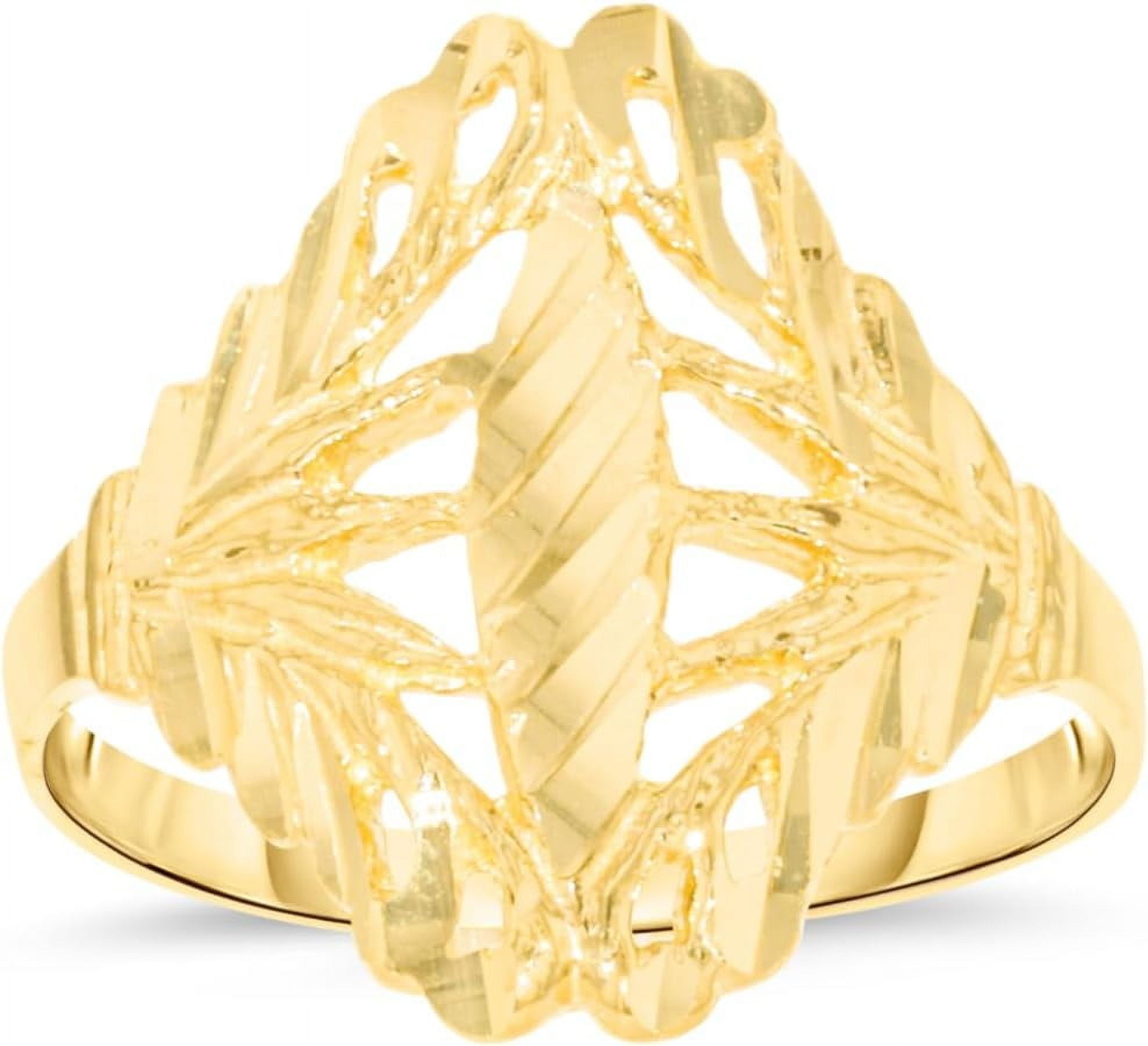 Floreo 10k Yellow Gold 18mm Feather Openwork Filigree Ring - Walmart.com