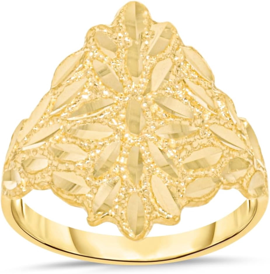 Floreo 10k Yellow Gold 19mm Floral Burst Ring - Walmart.com