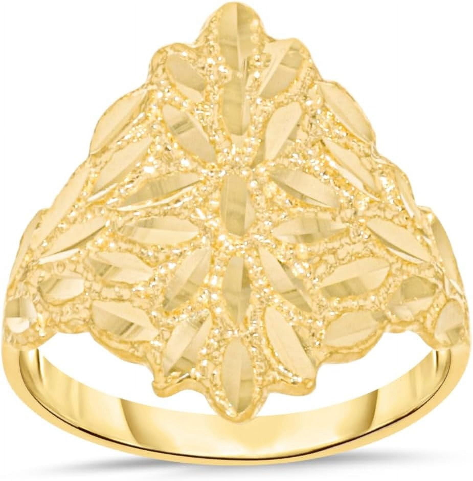 Floreo 10k Yellow Gold 19mm Floral Burst Ring - Walmart.com