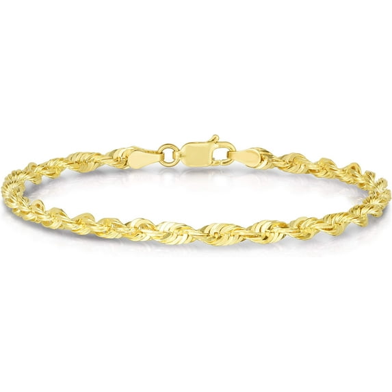 Floreo 10k Yellow Gold 2.5mm Solid Spiral Rope Multi Diamond Cut Chain ...