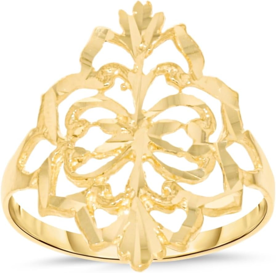 Floreo 10k Yellow Gold 20.5mm Openwork Filigree Ring - Walmart.com