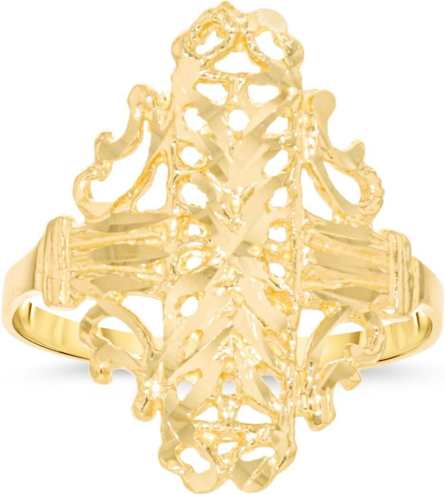 Floreo 10k Yellow Gold 21mm Dotted Openwork Filigree Ring - Walmart.com