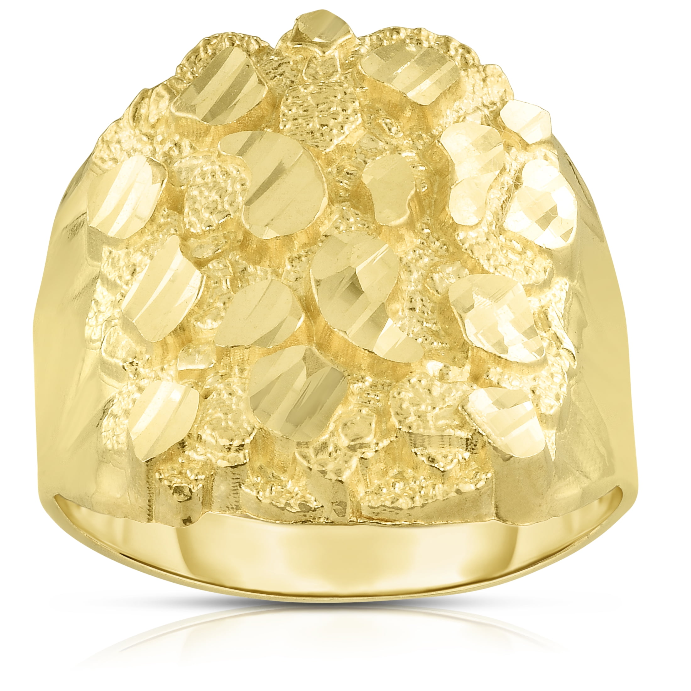Floreo 10k Yellow Gold 21mm Round Nugget Ring, Sizes 6 - 13 - Walmart.com