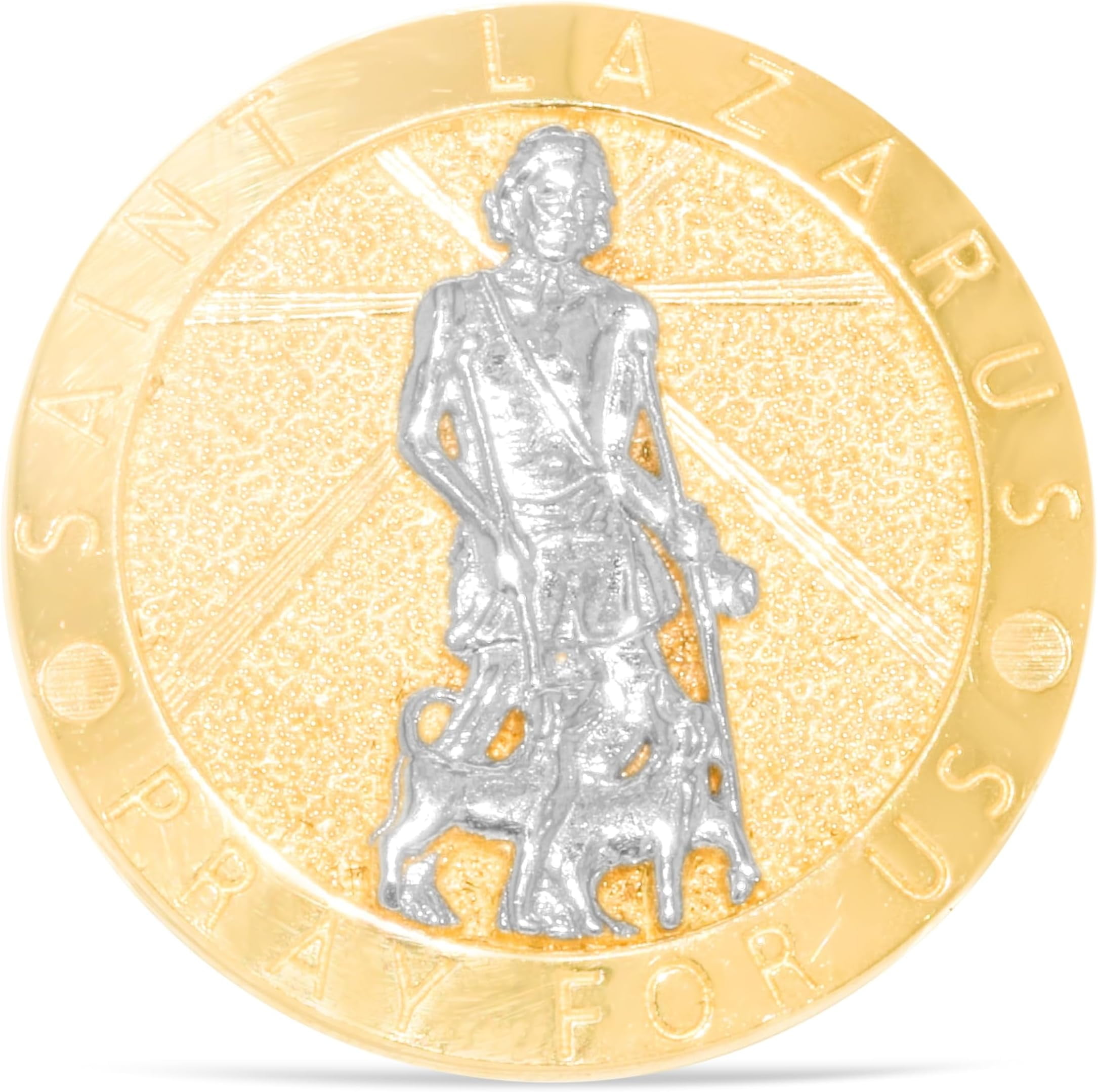 Floreo 10k Yellow Gold 24mm St. Lazarus Pray For Us Catholic Saint ...
