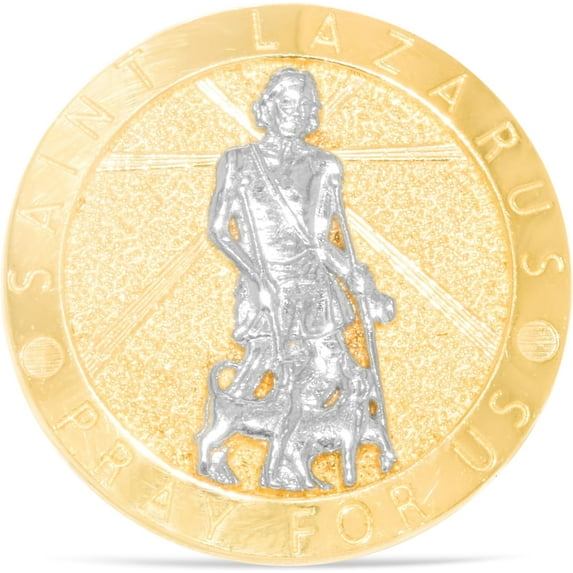 Floreo 10k Yellow Gold 24mm St. Lazarus Pray For Us Catholic Saint ...