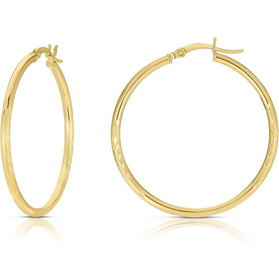 Floreo 10k Yellow Gold 25mm x 2mm High Polish and Satin Finish Round ...