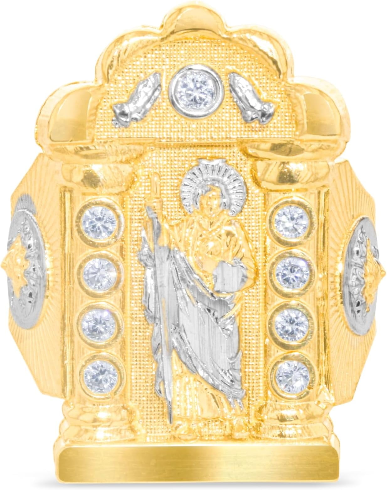 Floreo 10k Yellow Gold 28.7mm Two-Tone Saint Barbara Arch Praying Hands ...