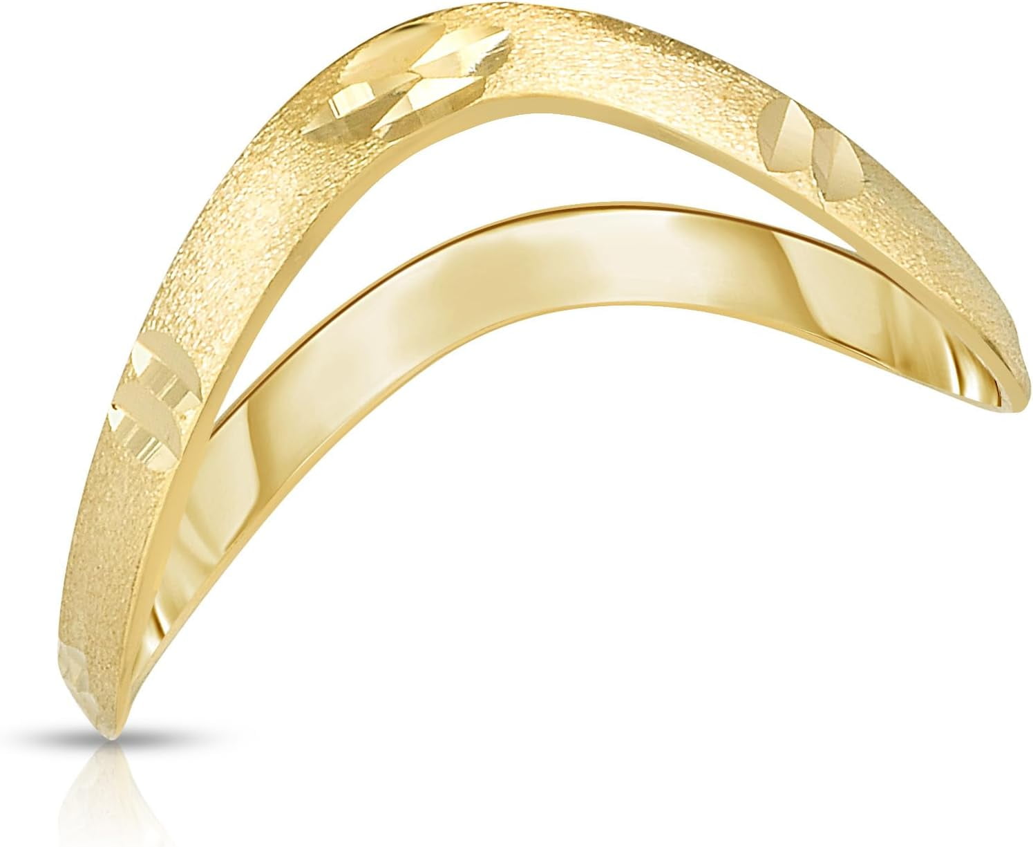 Floreo 10k Yellow Gold 3mm Satin and Diamond Cut Finish Curved Waved ...