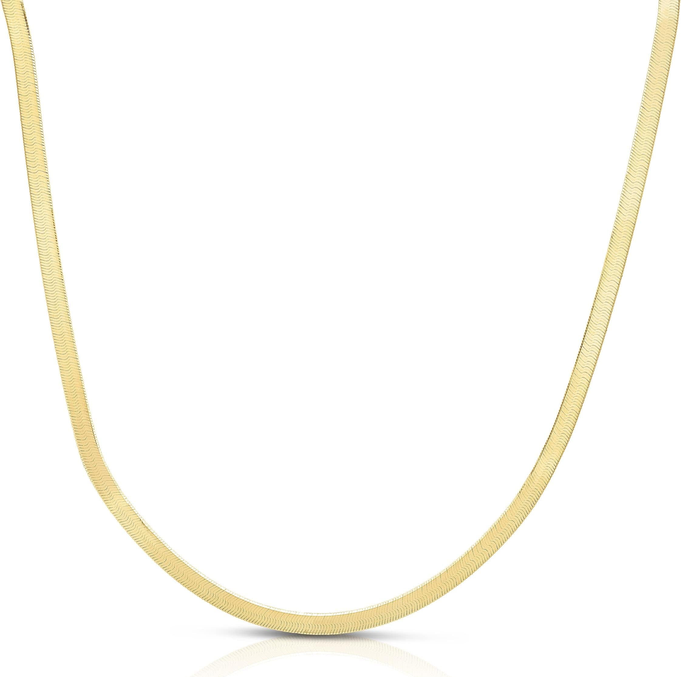 Floreo Real Solid 10k Yellow Gold 3mm Silky Herringbone Chain Necklace Jewelry - Walmart.com