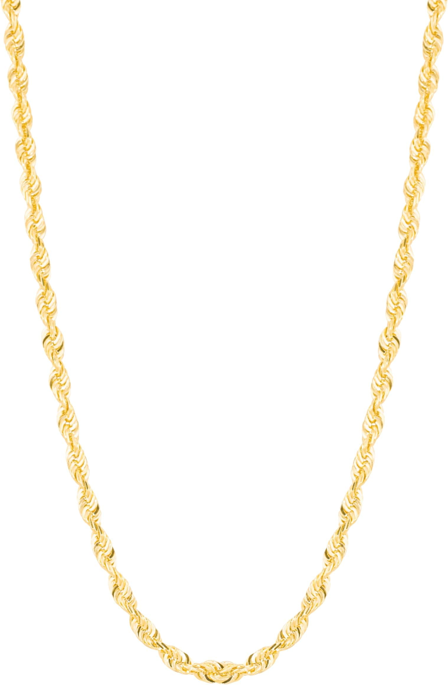 Floreo 10k Yellow Gold 4.5mm Solid Spiral Rope Multi Diamond Cut Chain Necklace - Walmart.com