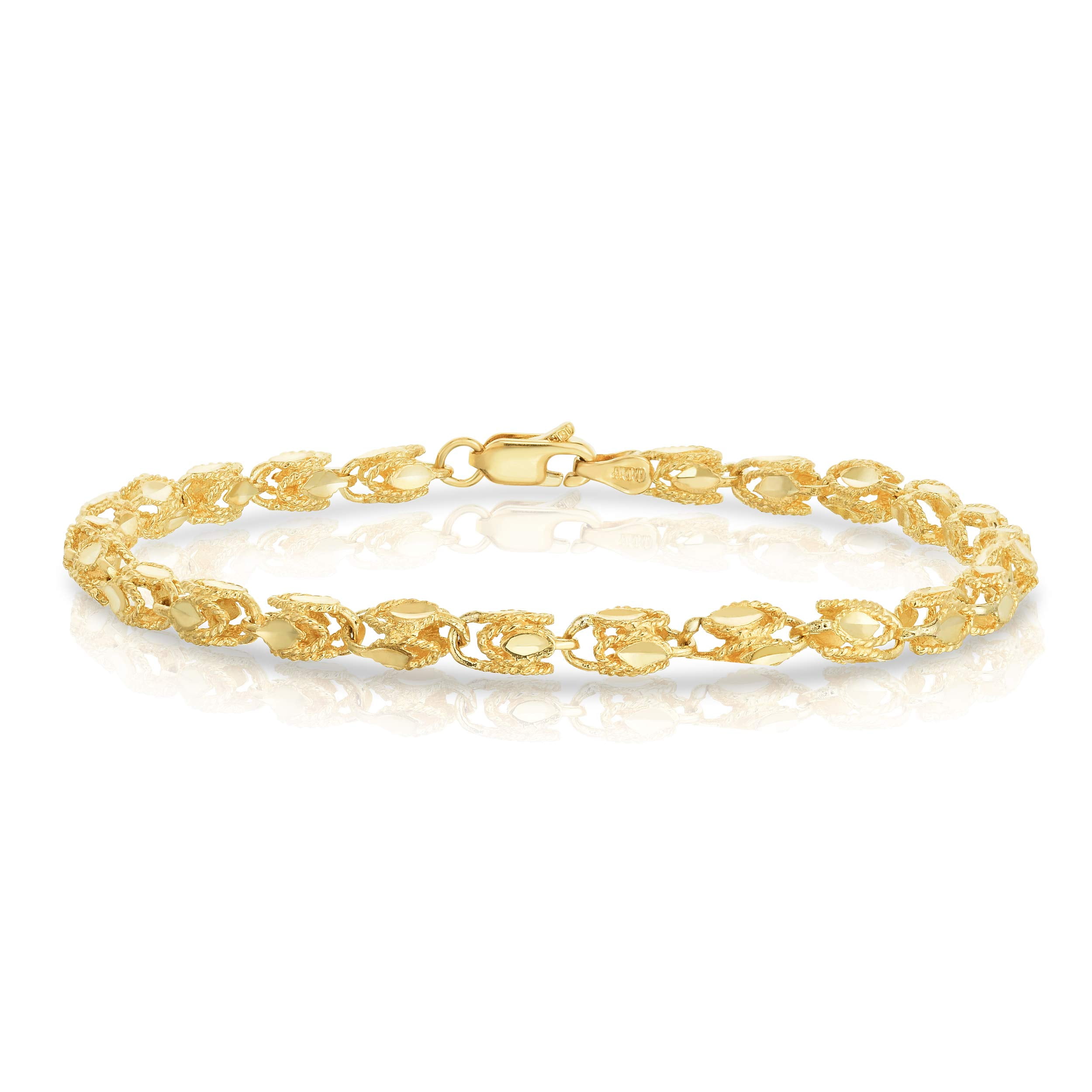 Floreo 10k Yellow Gold 4mm Solid Turkish Rope Chain Bracelet or Anklet ...