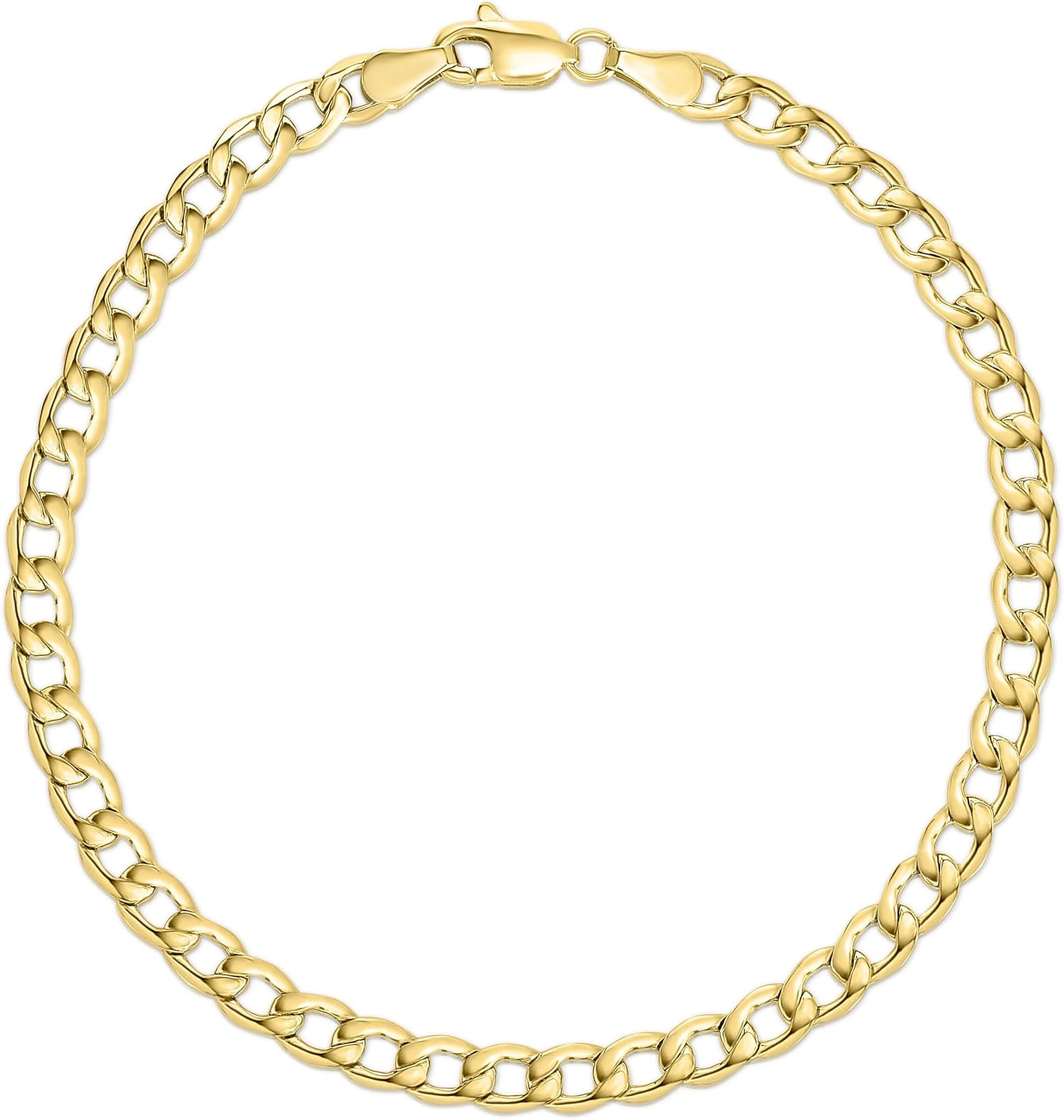 Floreo 10k Yellow Gold 4mm Hollow Cuban Curb Link Bracelet - 8 Inch ...