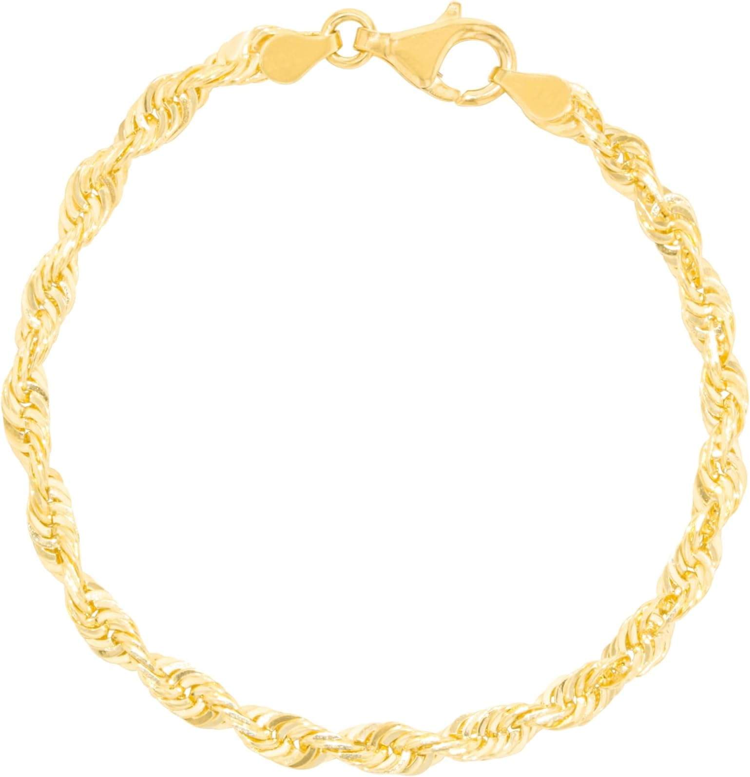 Floreo 10k Yellow Gold 4mm Solid Spiral Rope Multi Diamond Cut Chain ...