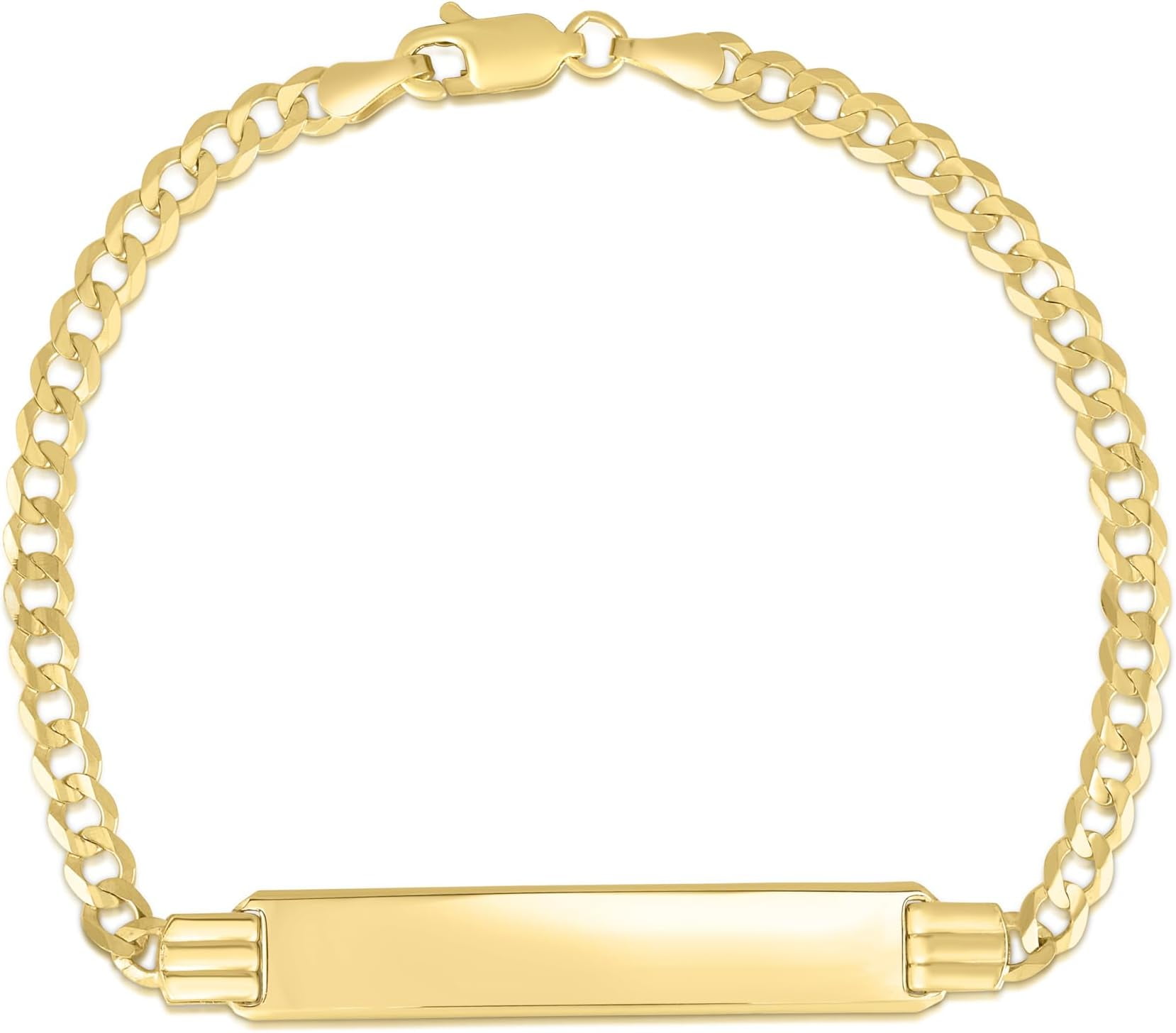 Floreo 10k Yellow Gold 5mm Solid Curb Personalized Engraved Name Bar ...