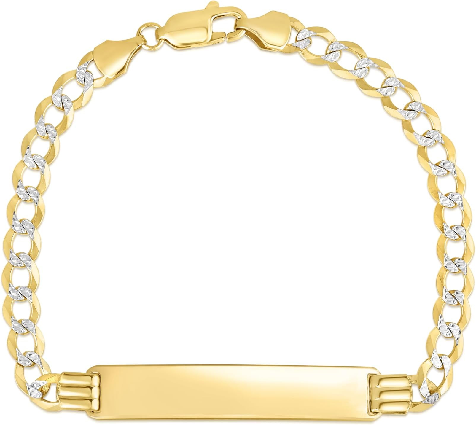 Floreo 10k Yellow Gold 5mm Solid Pave Curb Personalized Engraved Name ...