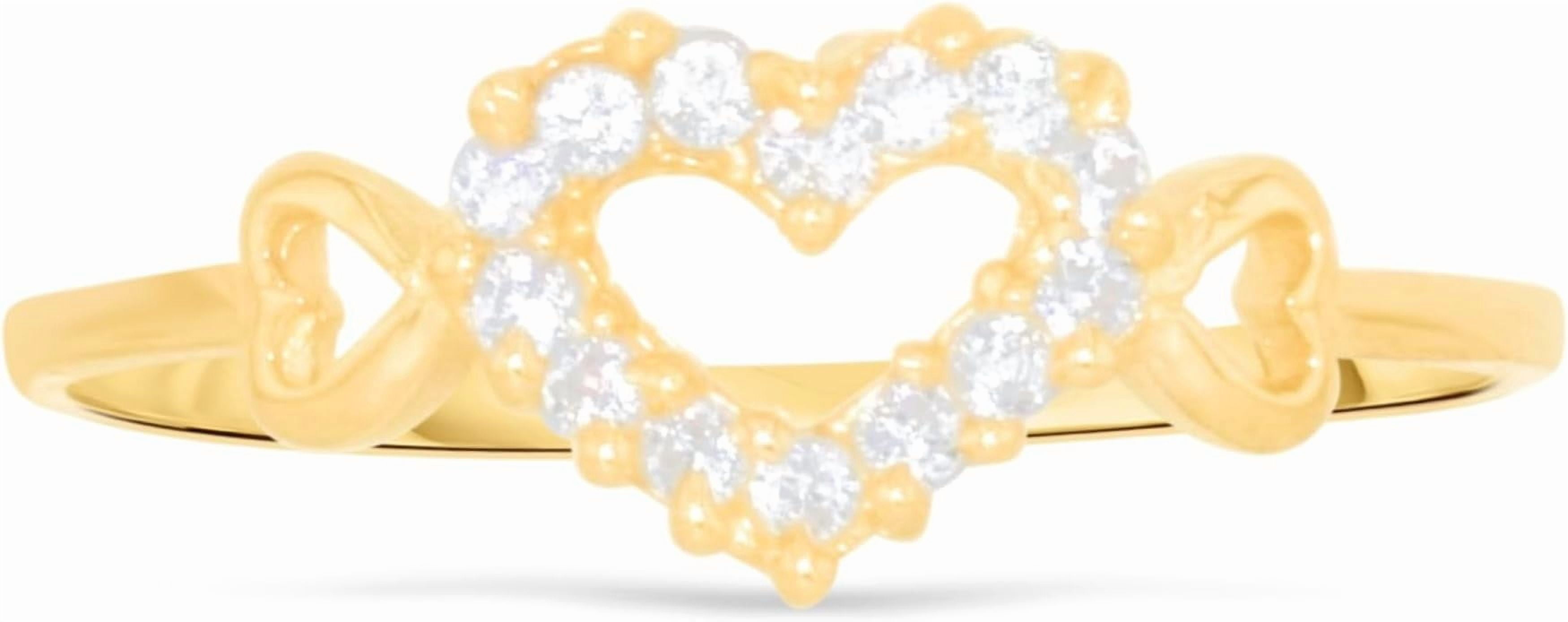 Floreo 10k Yellow Gold 6mm CZ Open Heart Ring, Sizes 4 - 9 - Walmart.com