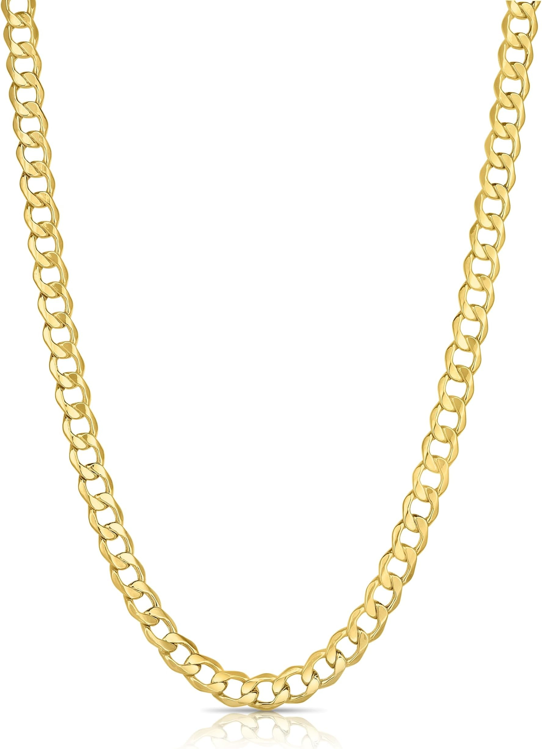 Floreo 10k Yellow Gold 6mm Hollow Cuban Curb Link Chain Necklace - 20 ...
