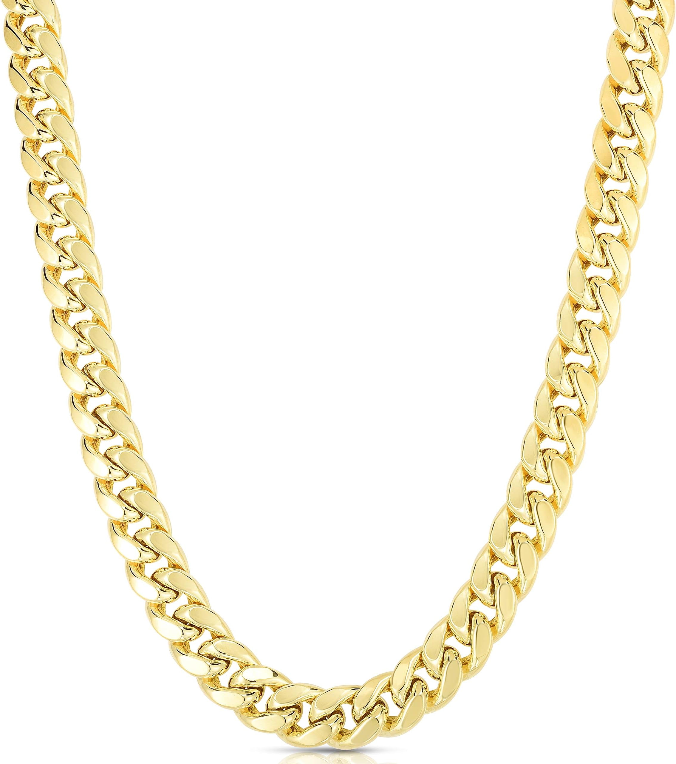 Floreo 10k Yellow Gold 8.6mm Semi-Lite Miami Cuban Chain Necklace ...