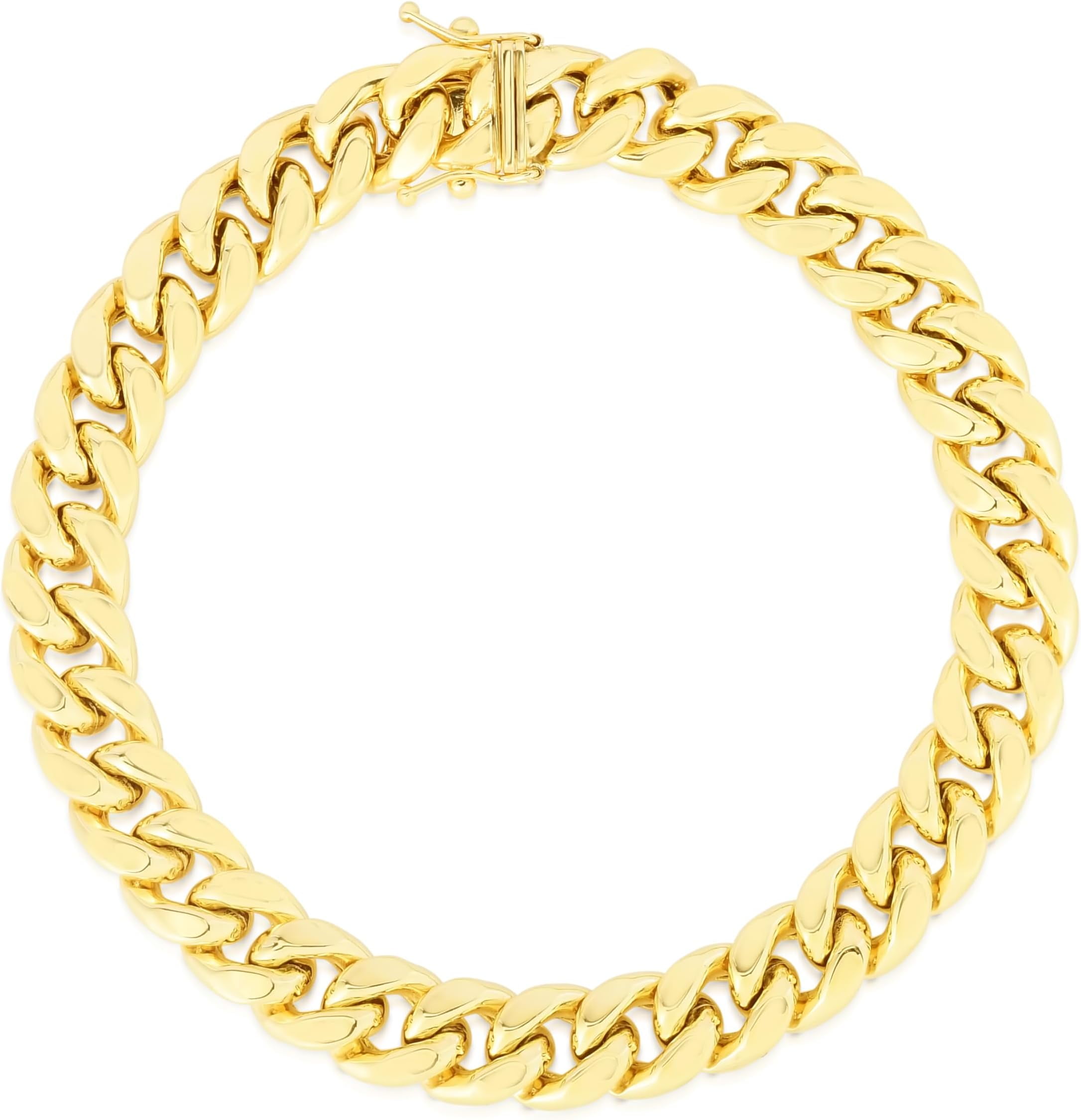 Floreo 10k Yellow Gold 9.2mm Semi-Lite Miami Cuban Chain Bracelet - Walmart.com