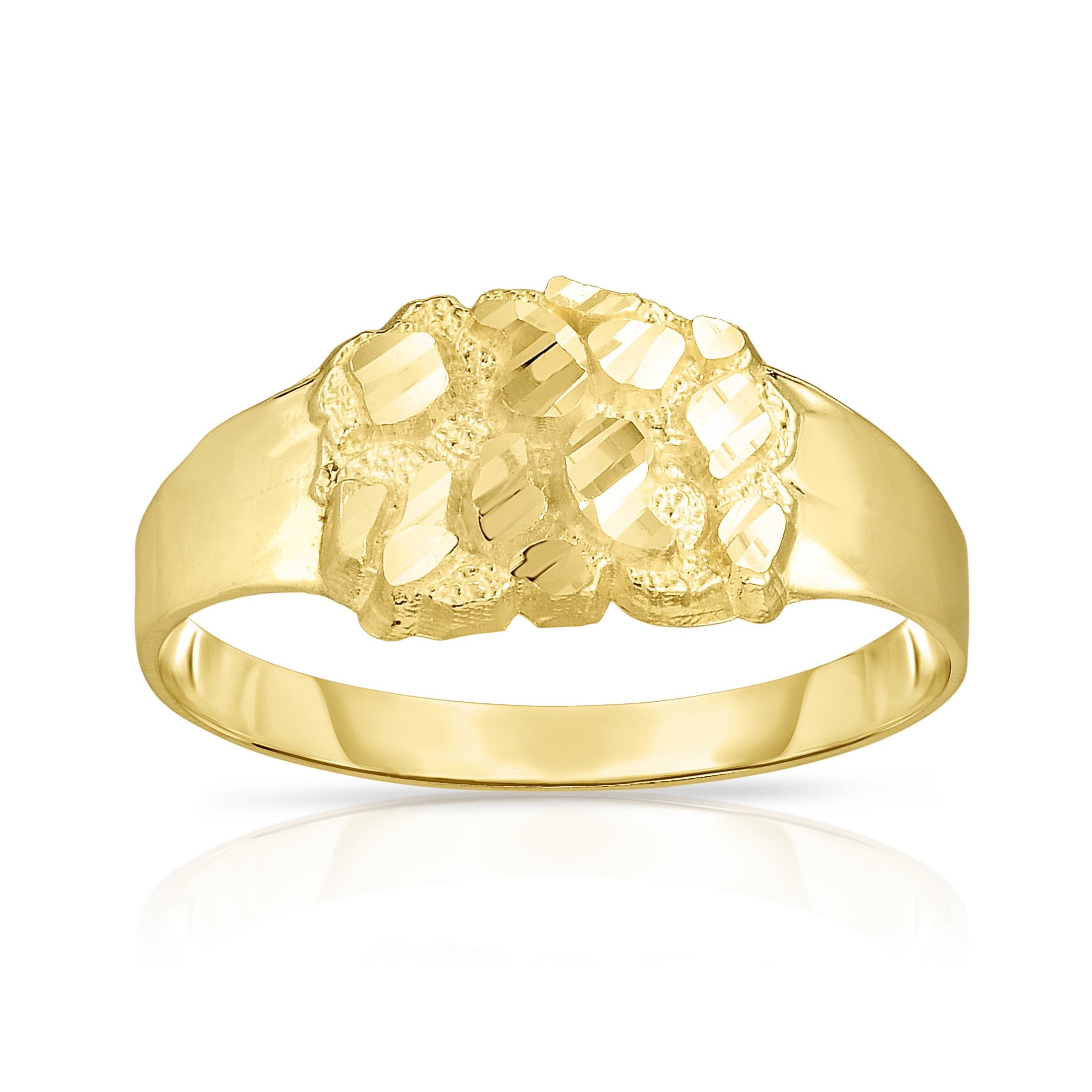 Floreo 10k Yellow Gold Round Nugget Ring, 9.3mm Height, All Sizes, Gift ...