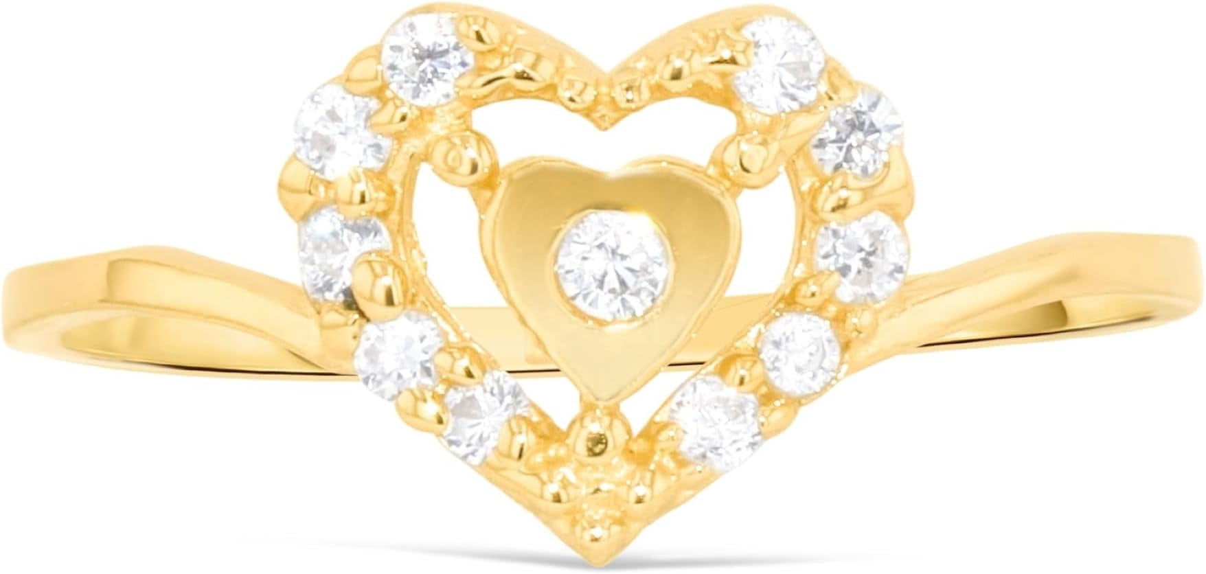 Floreo 10k Yellow Gold 9mm CZ Open Heart Ring, Sizes 4 - 10 - Walmart.com