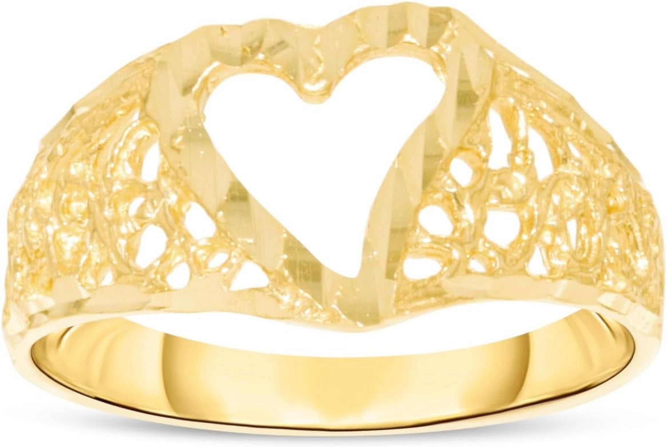 Floreo 10k Yellow Gold 9mm Center Heart Shank Openwork Filigree Ring ...