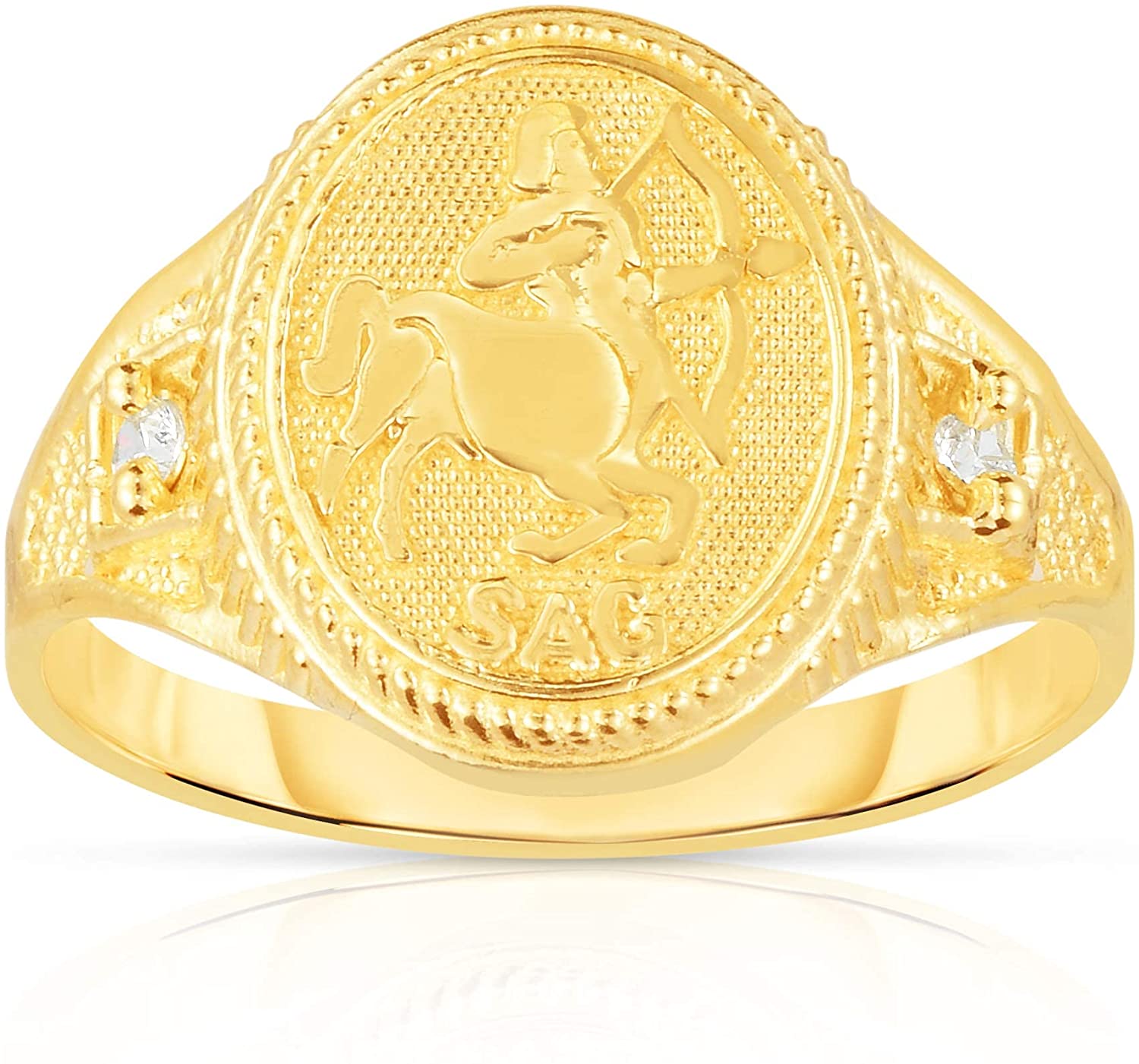 Floreo 10k Yellow Gold Astrology Horoscope Zodiac Sign Ring, Sizes 5-10 ...