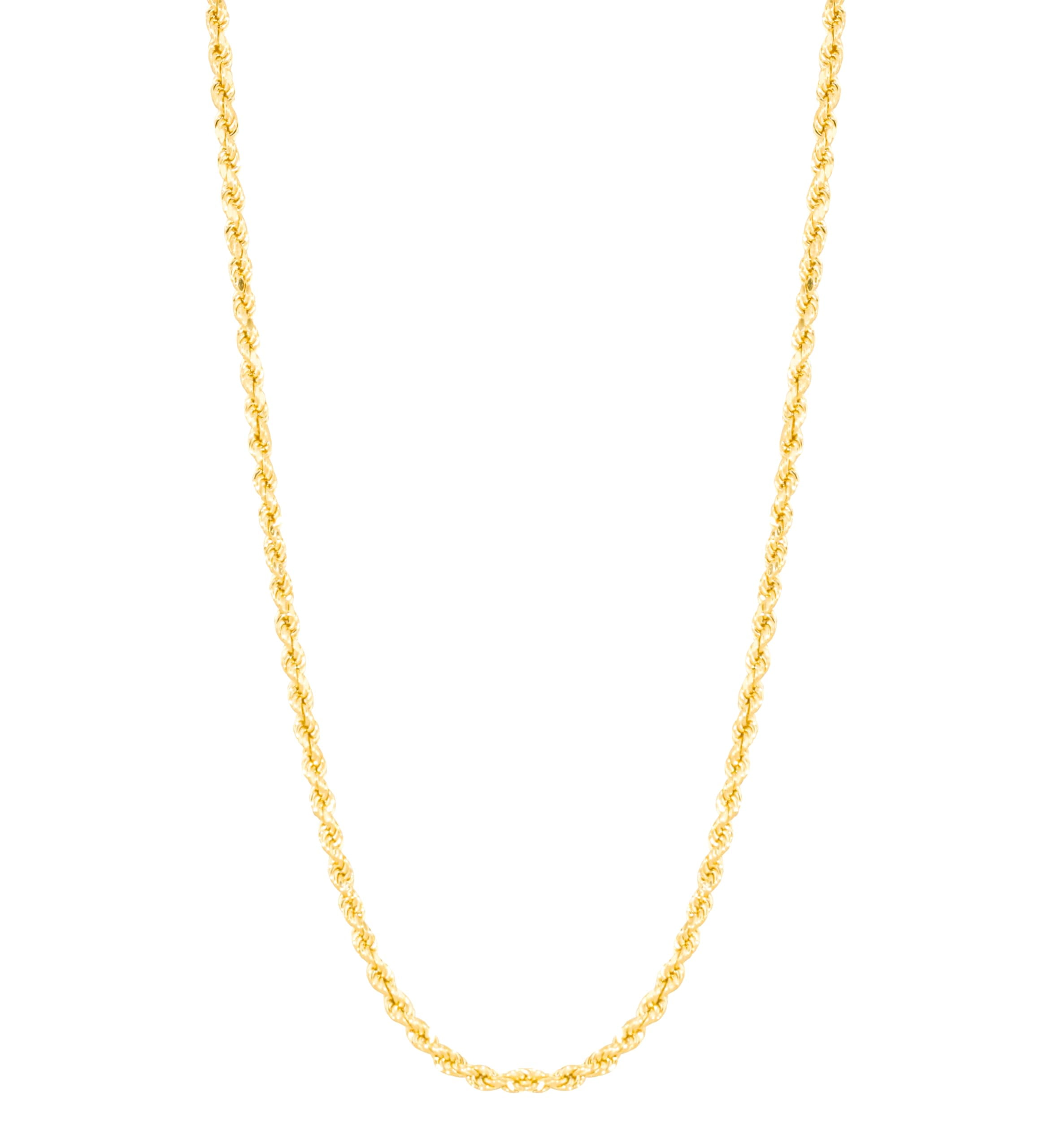 Floreo 10k Yellow Gold 2mm Diamond Cut Lite Rope Chain Necklace ...