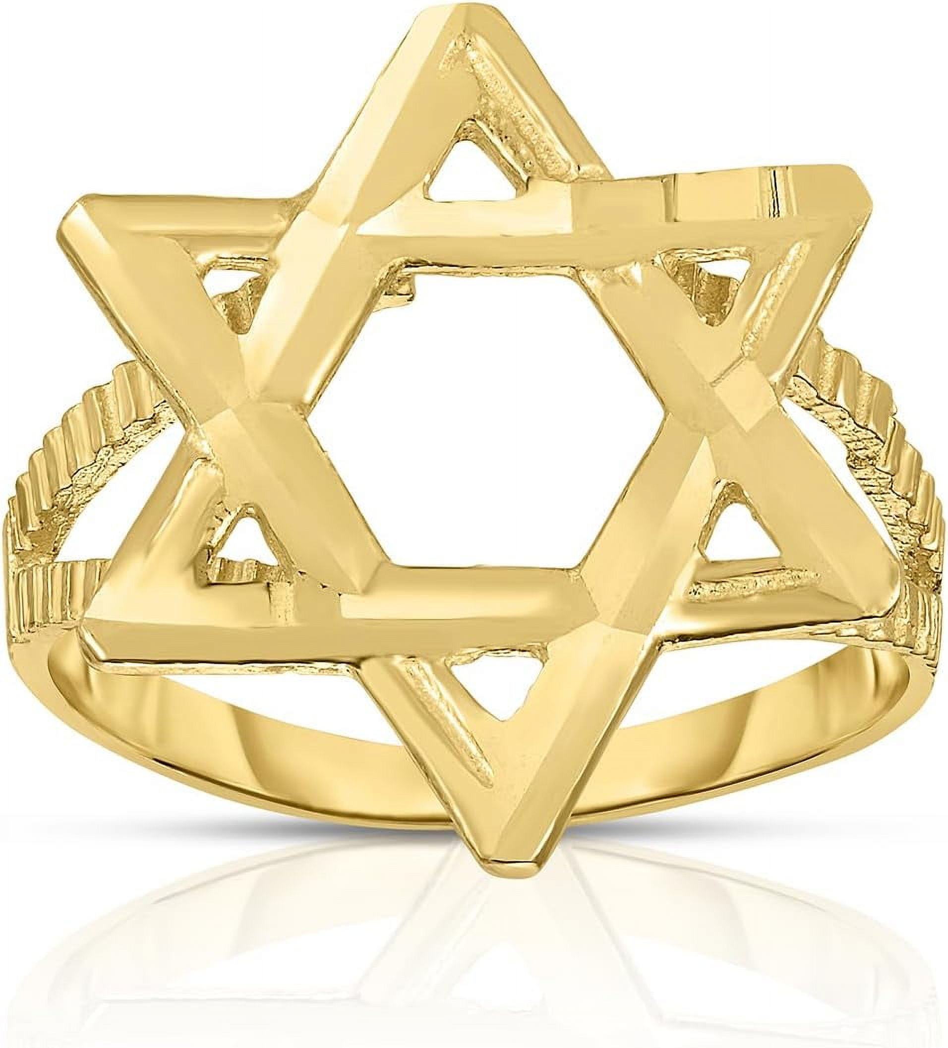 Floreo 10k Yellow Gold Diamond Cut Star of David Ring (Small, 15mm ...