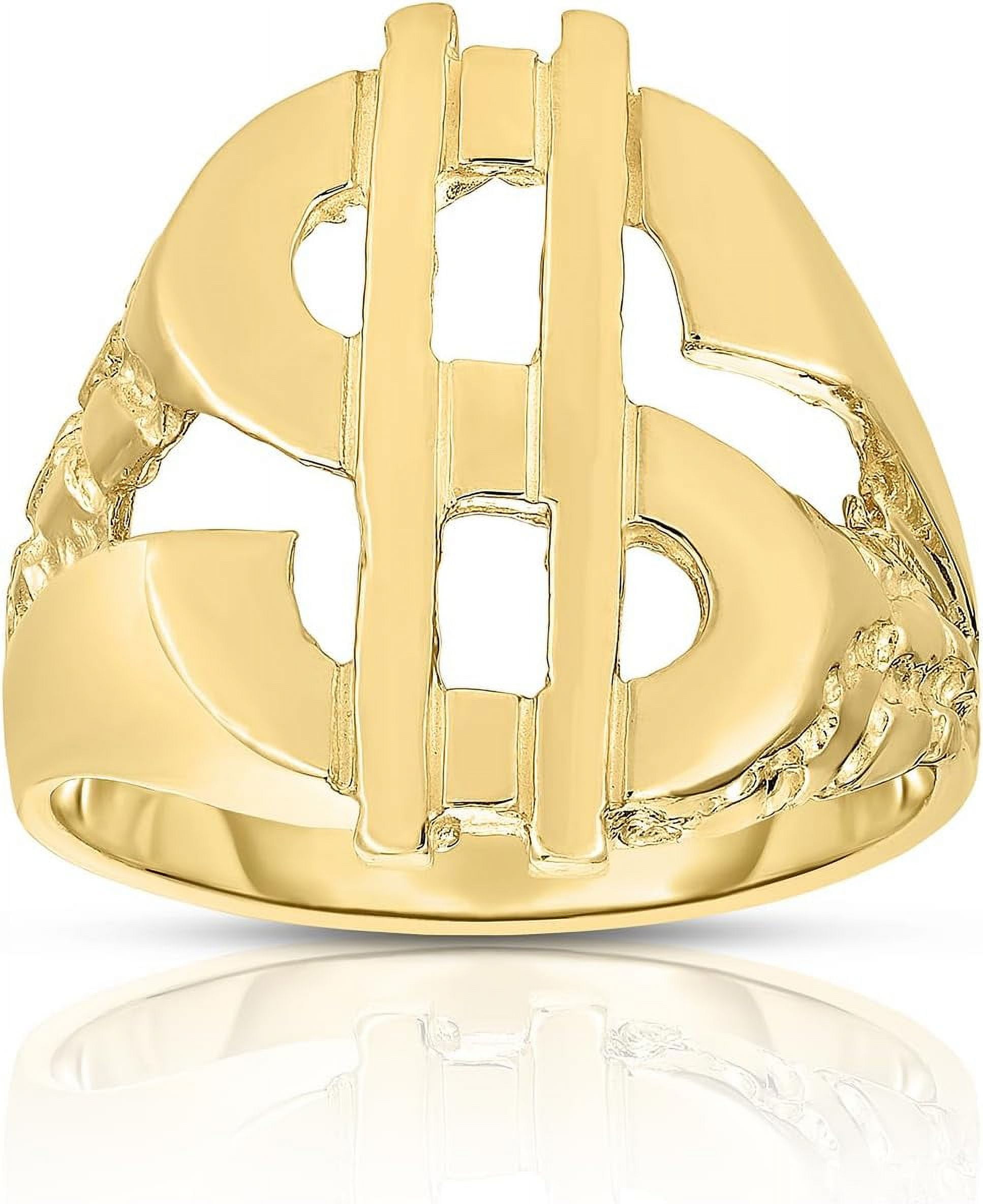 Floreo 10k Yellow Gold Dollar Sign Nugget Ring - Walmart.com