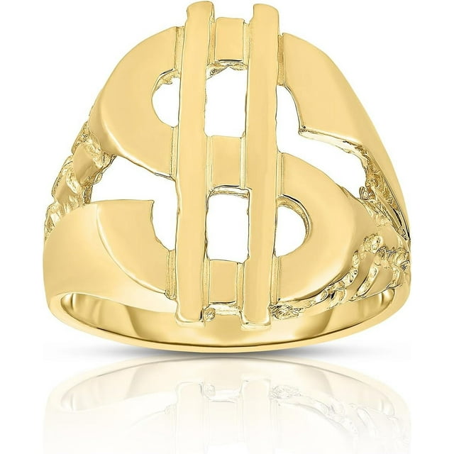 Floreo 10k Yellow Gold Dollar Sign Nugget Ring - Walmart.com