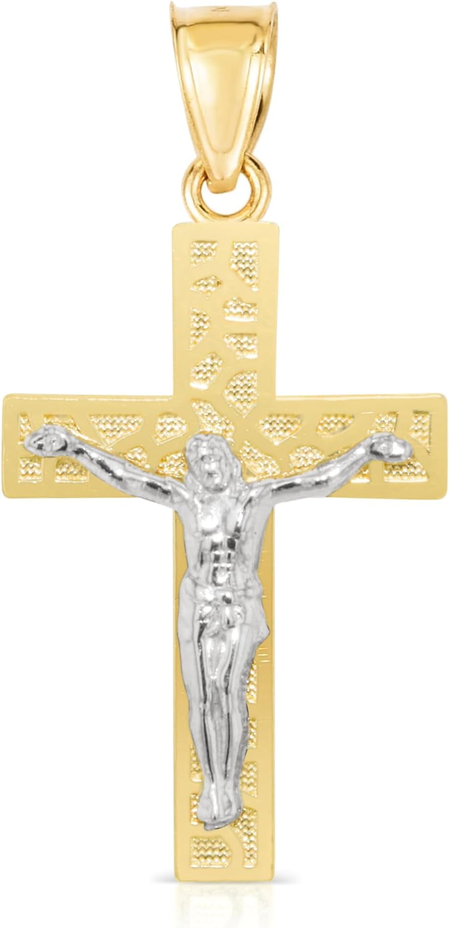 Floreo 10k Yellow Gold Engraved Crucifix of Jesus Cross Religious ...